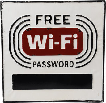 Treasure Gurus Rustic Metal Free Wi-Fi Password Sign Business Coffee ...