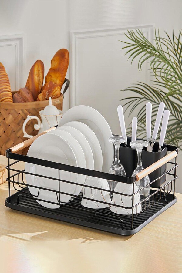 Living and Home Kitchen Metal Dish Rack Drainer with Removable ...