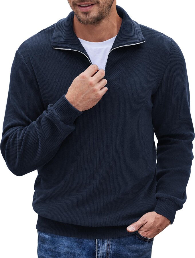 COOFANDY Men's Pullover with Zip Turtleneck Work Jumper Men Winter ...