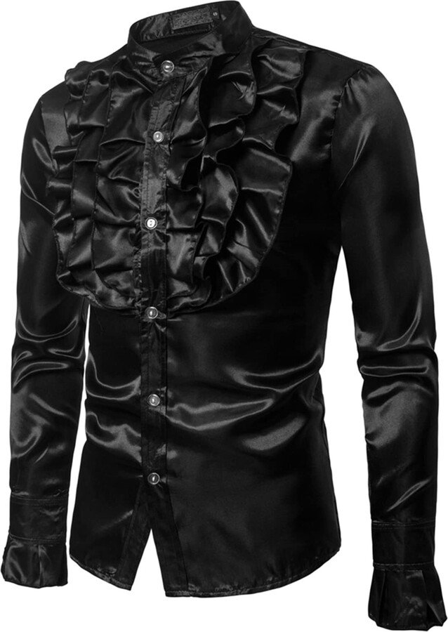 BKPAPTXY Mens Ruffle Ruche Frill Dinner Tuxedo Shirt - Renaissance ...