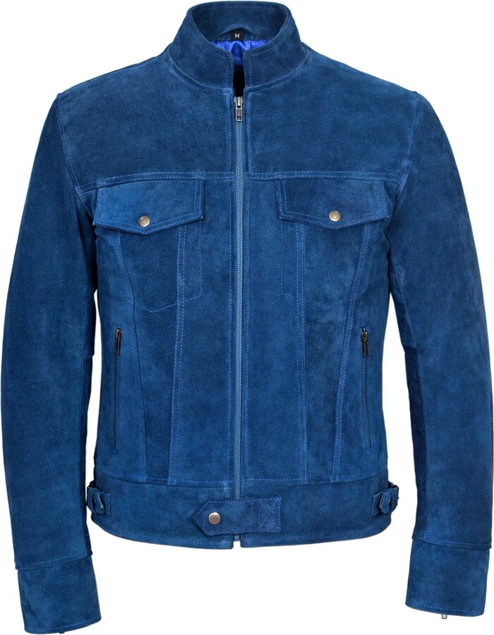 Smart Range Leather 1345 New Men's Suede 1960's Classic Trucker Denim ...