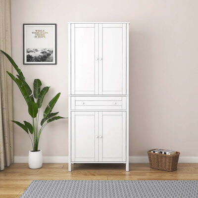 Lark Manor Pantry Cabinet with Adjustable Shelves, Doors and Drawers ...