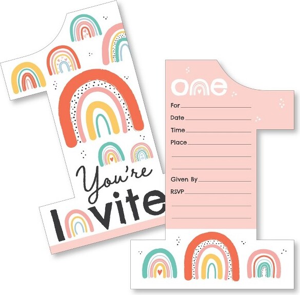 Big Dot of Happiness 1st Birthday Hello Rainbow - Shaped Fill-In ...