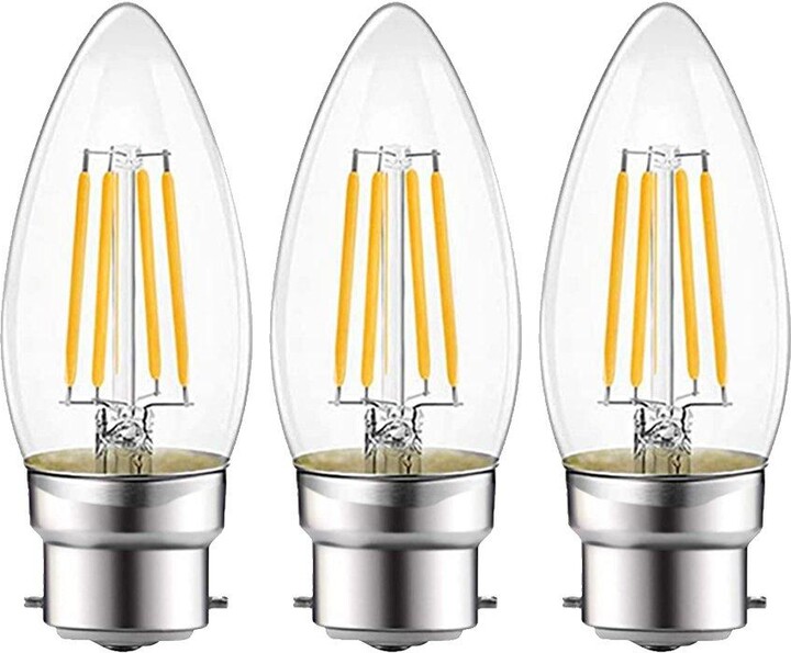 Living and Home 6W LED Filament Candle Light Bulb B22 2700K, Pack of 3 ...