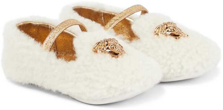 Versace Children Baby Medusa shearling ballet flats - ShopStyle Girls ...