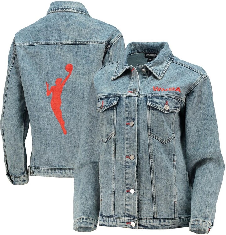Men's The Wild Collective Wnba Logo woman Full-Button Denim Jacket ...