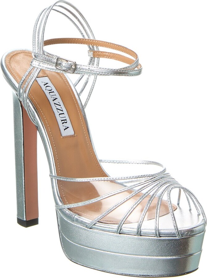 Aquazzura Call Me 130 Leather & Vinyl Platform Sandal - ShopStyle