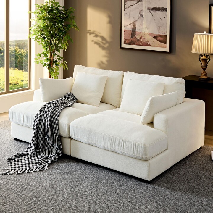 Eafurn Oversized Double Chaise Lounge Loveseat Plush Sleeper Sofa Bed ...