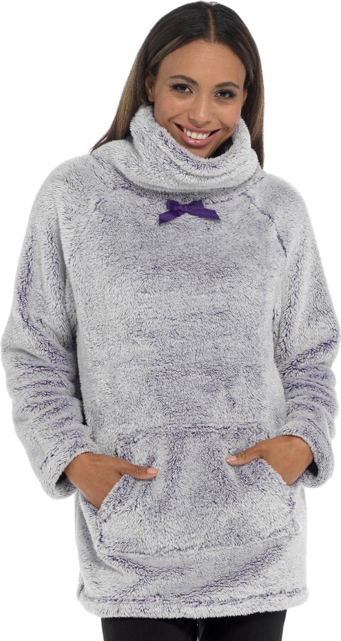 Lora Dora Womens Snuggle Fleece Cowl Lilac UK 12-14 - ShopStyle Tops