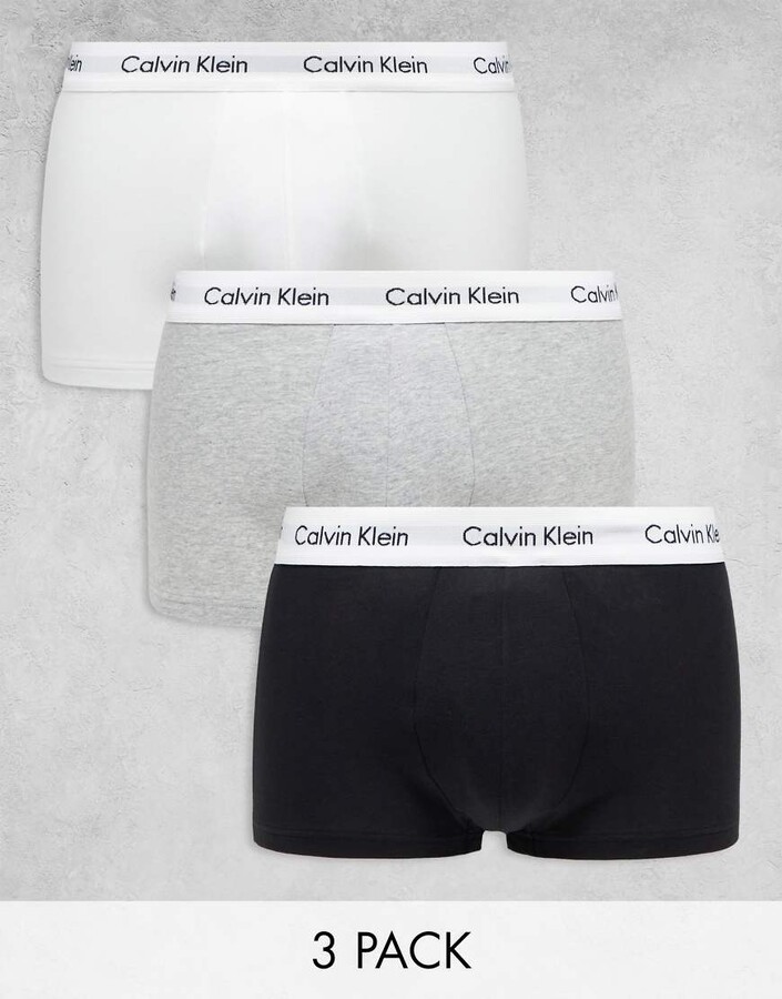 Calvin Klein low rise trunks 3 pack in cotton stretch - ShopStyle Boxers