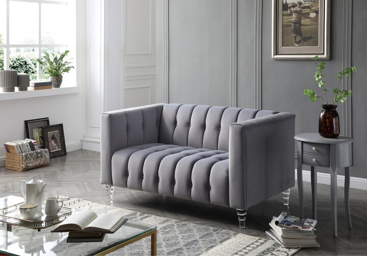GEROJO Modern Chesterfield Channel Sofa, with Acrylic Legs like Lrystal ...