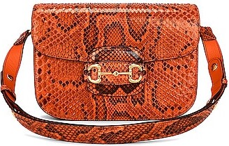 Gucci Python Horsebit 1955 Shoulder Bag in Orange - ShopStyle