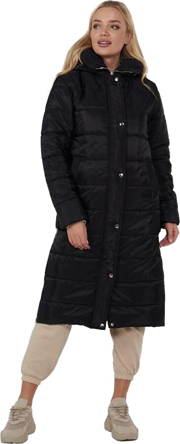 Mymixtrendz Womens Ladies Fur Trimmed Hooded Padded Puffer Parka Long