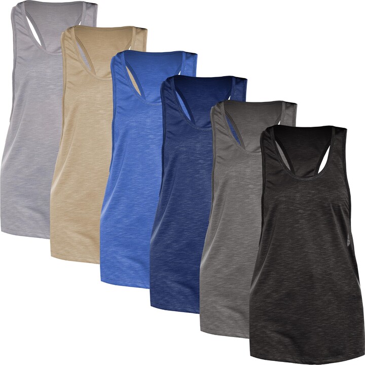 Sexy Basics Womens 6 Pack Active Sport Wide Arm-Hole Loose Fit Work Out ...