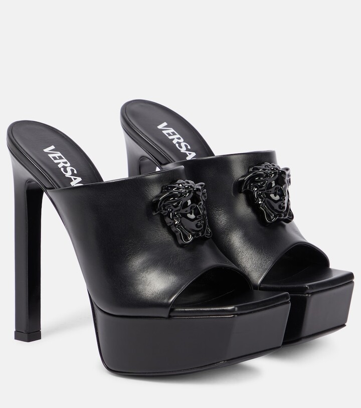Versace La Medusa leather platform sandals - ShopStyle