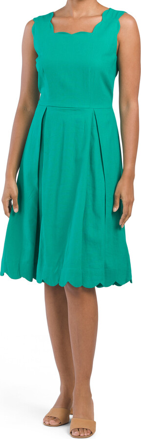 Sigrid Olsen Scallop Trim Linen Midi Dress - ShopStyle