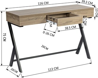 RASOO Industrial Style Computer Desk with Rustic Wood Top and X-Frame ...