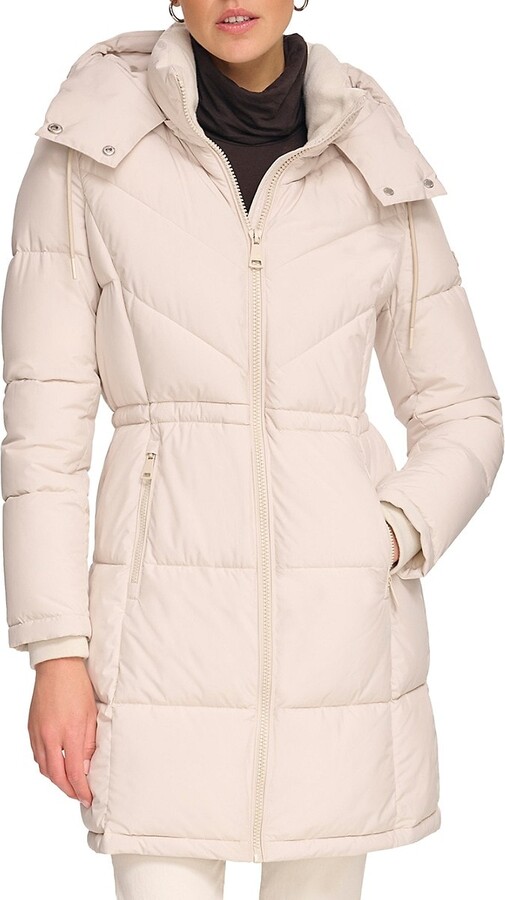 Calvin Klein Drawstring Waist Longline Puffer Jacket - ShopStyle
