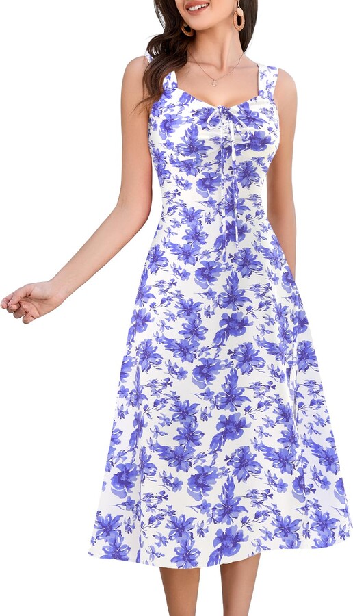 HomRain Summer Boho Dress for Wedding Guest Casual Floral Beach Dresses ...