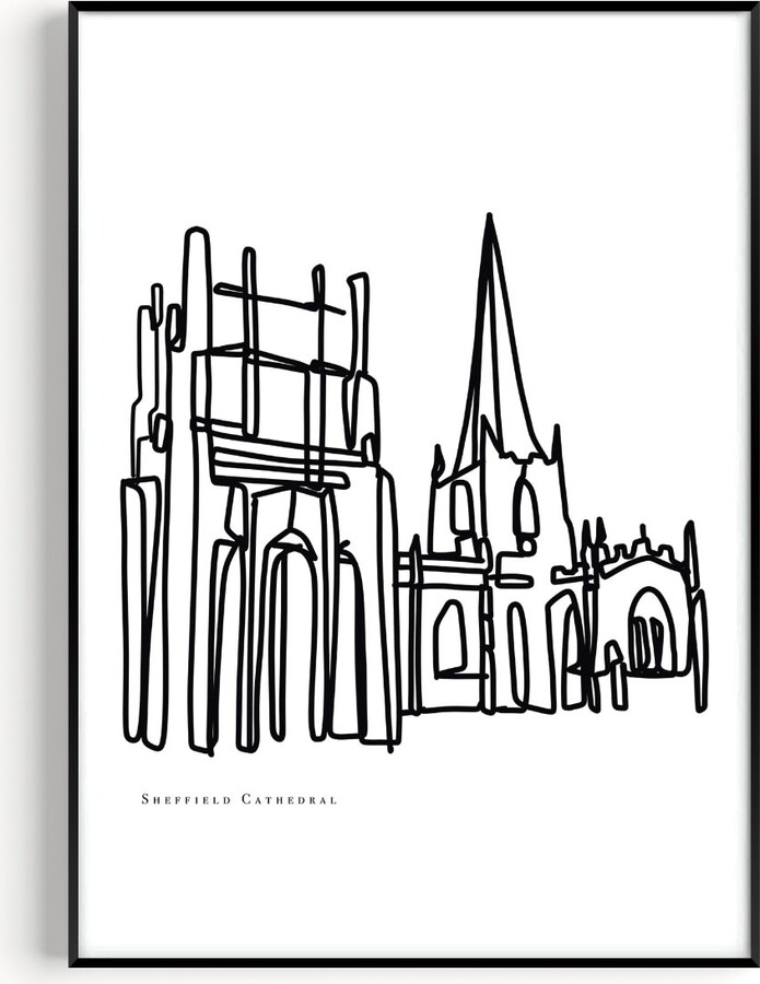 Natalie Cass Art Black / White Sheffield Cathedral Art Print - A3 ...