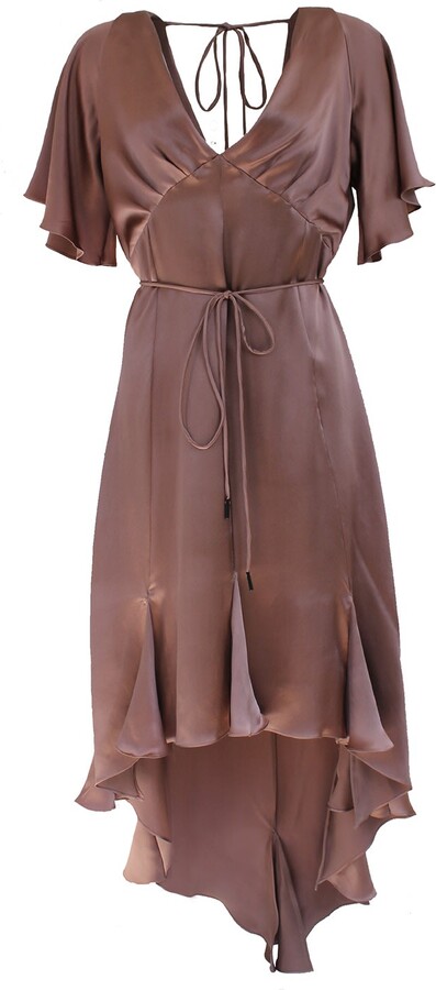 Olivia Darcy High Low V Dress Copper - ShopStyle