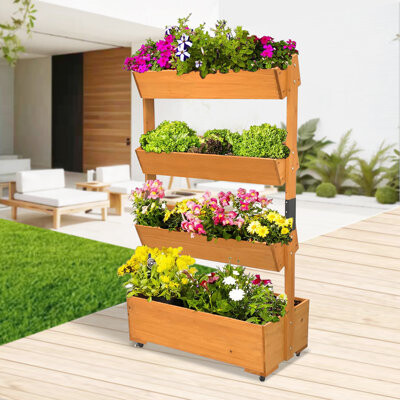 Millwood Pines Debruyne 4 Tier Wood Vertical Garden Raised Garden Bed ...