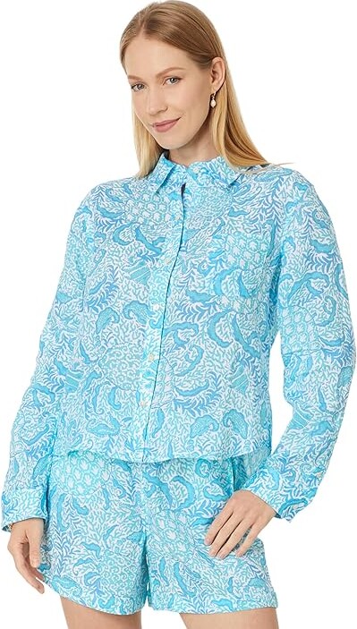 Lilly Pulitzer Coralynn Button-Down Women's Clothing Resort White ...