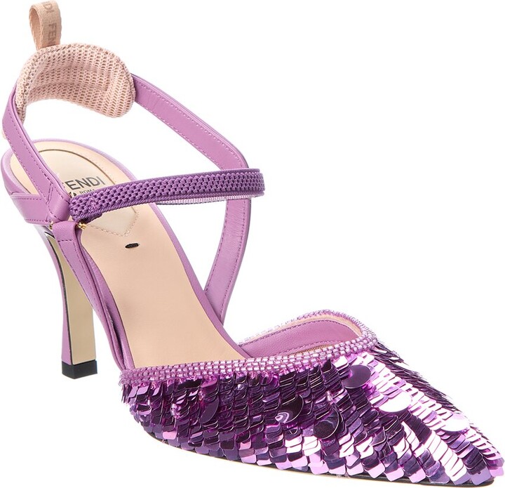 Fendi Colibri Lite Sequin Silk & Leather Slingback Pump - ShopStyle