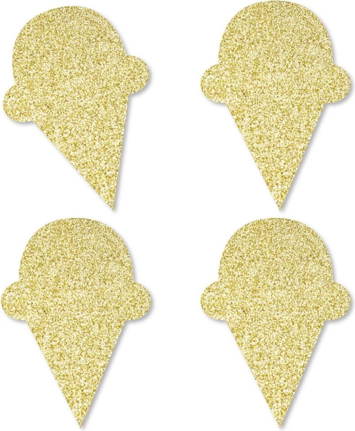 Big Dot Of Happiness Gold Glitter Ice Cream Cone - No-Mess Real Gold ...