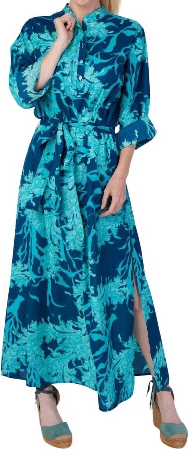 MODAPOSA Elina Coral Print Maxi Dress In Navy Aqua Coral - ShopStyle