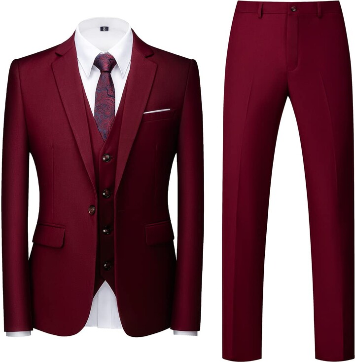 Allthemen Mens Suits 3 Piece Regular Fit Wedding Formal Dress Suit One ...