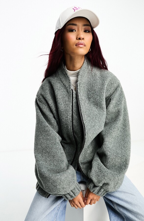 ASOS DESIGN Brushed Oversize Bomber Jacket - ShopStyle