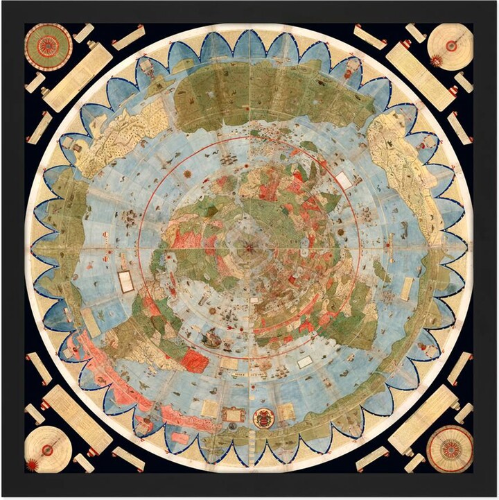 Artery8 Wall Art Print Map Monte 1587 Composite World Pictorial Chart ...