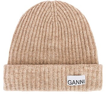 Ganni Rib Knit Beanie in Cream - ShopStyle Hats