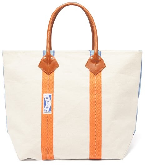 Haulier - Utility Medium Striped Canvas Tote Bag - Cream - ShopStyle