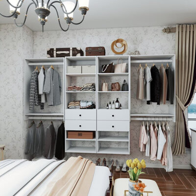 Latitude Run White Modular Closet Organizer System with 4 rods 10 ...