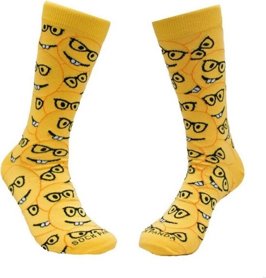 Happy Nerd Face Emoji Socks - (Men's Sizes Adult Large) from the Sock ...