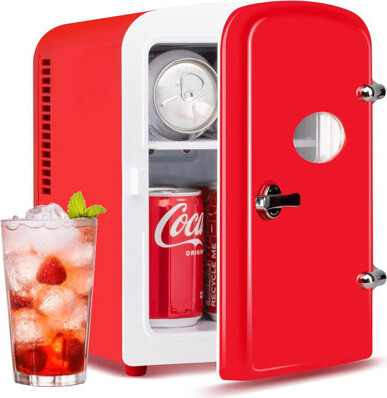 Simple Deluxe 4L/6 Can Mini Fridge with Observation Window, Portable ...