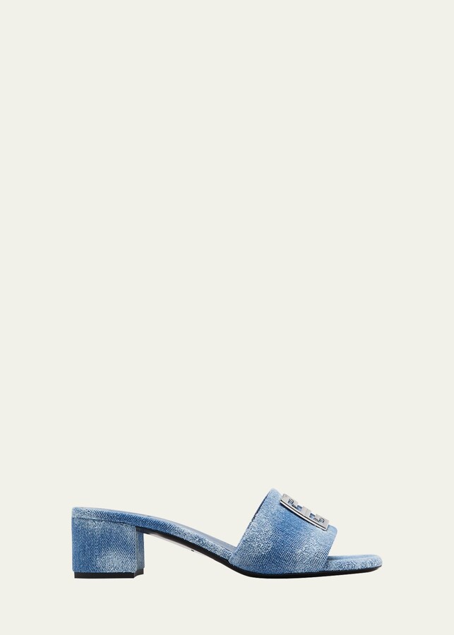 Givenchy 4G Denim Medallion Slide Sandals - ShopStyle