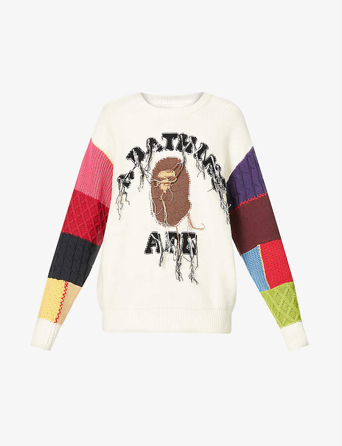 A Bathing Ape College logo-embroidered cotton-blend knitted jumper ...