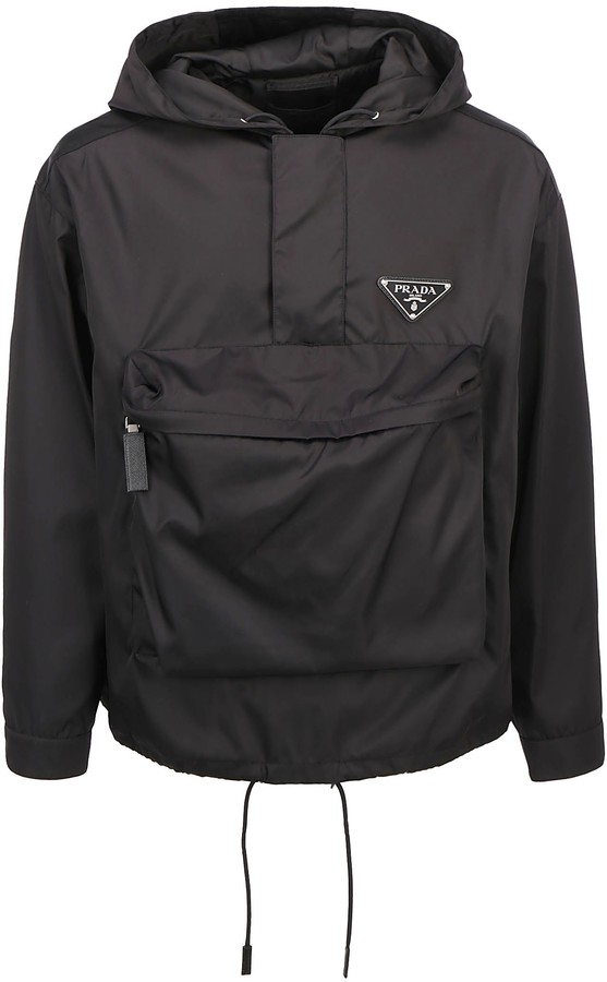 Prada Front Pocketed Logo Windbreaker Jacket - ShopStyle