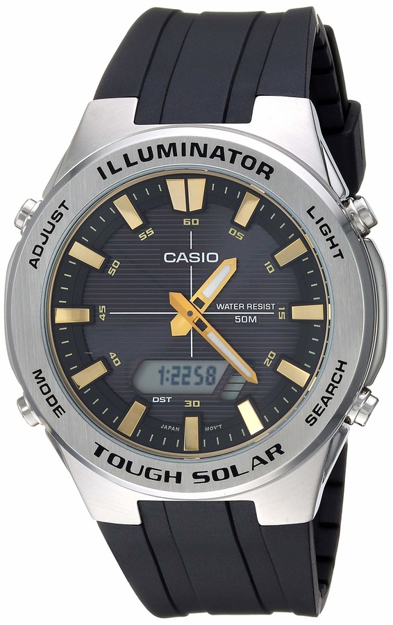 Casio Men's Tough Solar Stainless Steel Quartz Watch with Polyurethane ...
