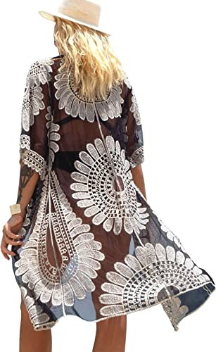 shermie Womens Sunflower Lace Swimsuit Beach Cover Up Sexy See Through ...