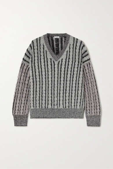 Loewe Cable-knit Wool Sweater - Gray - ShopStyle