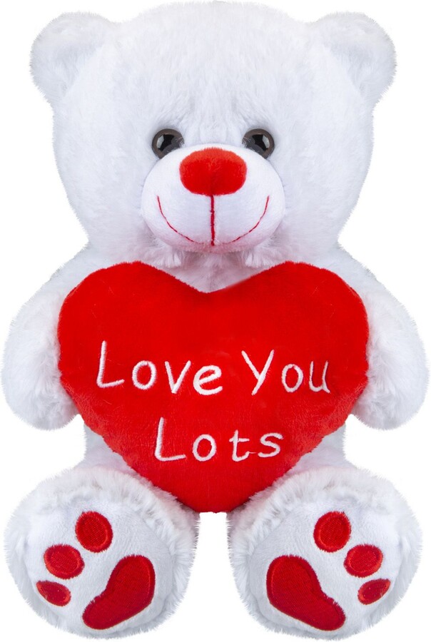 VFM e-Store Bear Soft Toy White 10" Sitting Bear Plush - Red Love Heart - ShopStyle Stuffed Animals