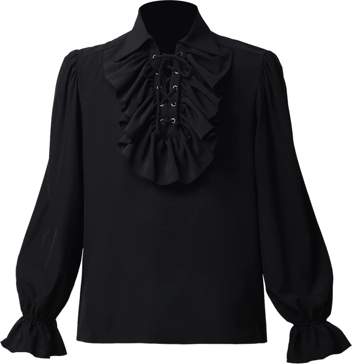 GRACEART Mens Pirate Shirt Ruffle Colonial Shirt Renaissance Poet ...