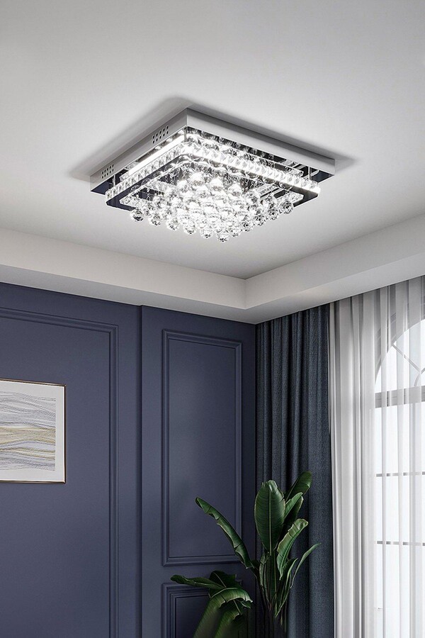 Living and Home Modern Fancy Crystal LED Flush Mount Ceiling Light ...