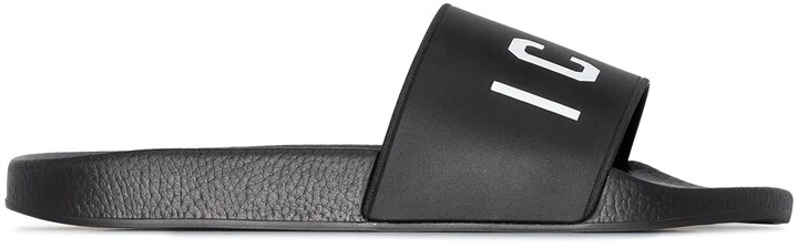 DSQUARED2 Icon logo-print slides - ShopStyle Sandals