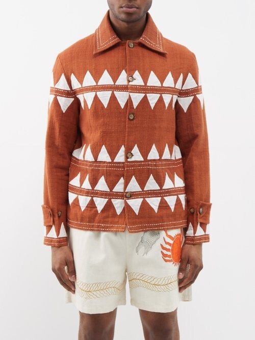 HARAGO Appliquéd Cotton-canvas Jacket - ShopStyle