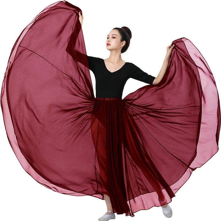 Backgarden 720 Sheer Chiffon 35" Long Ballet Skirt Maxi Skirt for ...